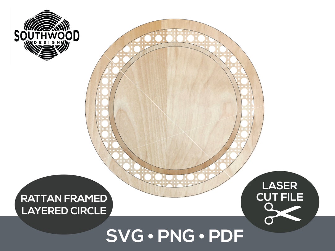 Rattan Framed Circle SVG Laser File, Cane Design Boho Laser Cut File ...