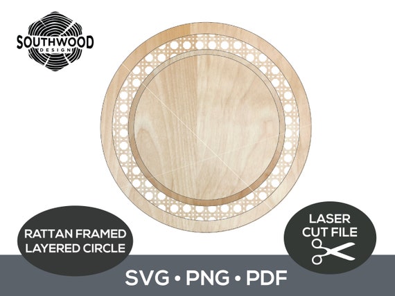 Rattan Framed Circle SVG Laser File Cane Design Boho Laser - Etsy