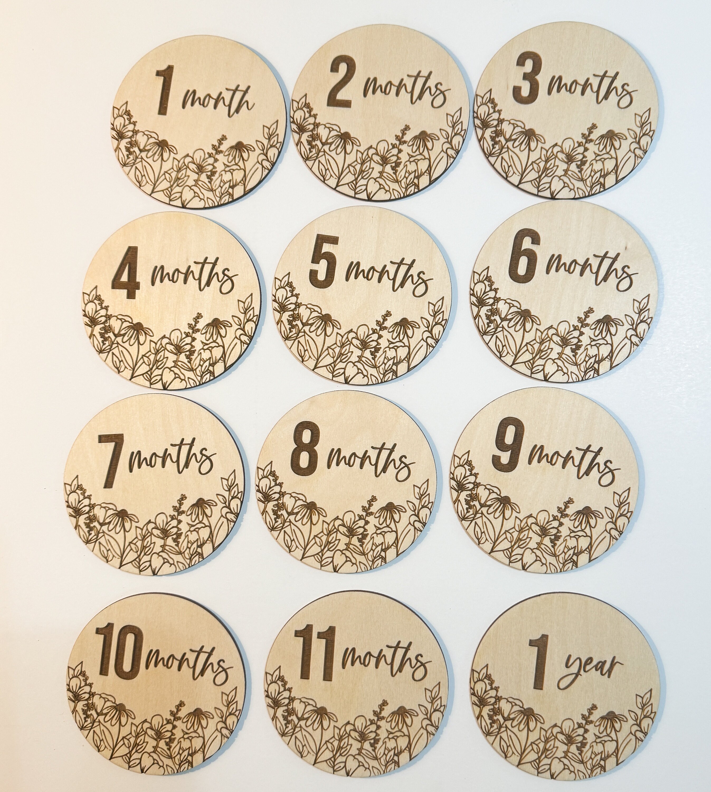 Baby Girl Wildflower Milestone SVG Laser File, Flower Milestones File ...