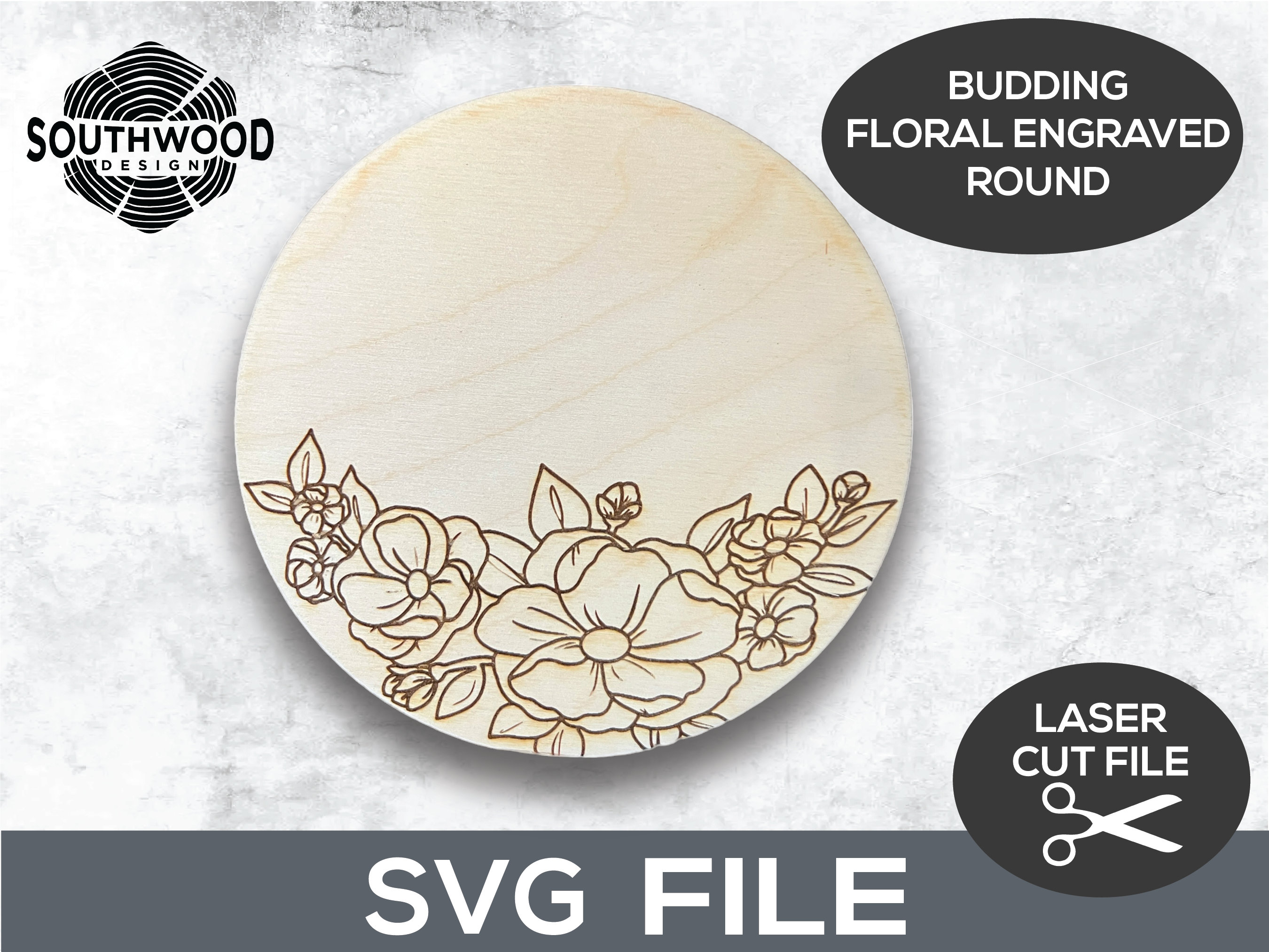 SVG Engraved Floral Laser Cut File, Flower Digital Download, Glowforge ...