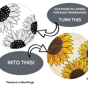 SVG Engraved Sunflower Floral Laser Cut File, Flower Digital Download ...