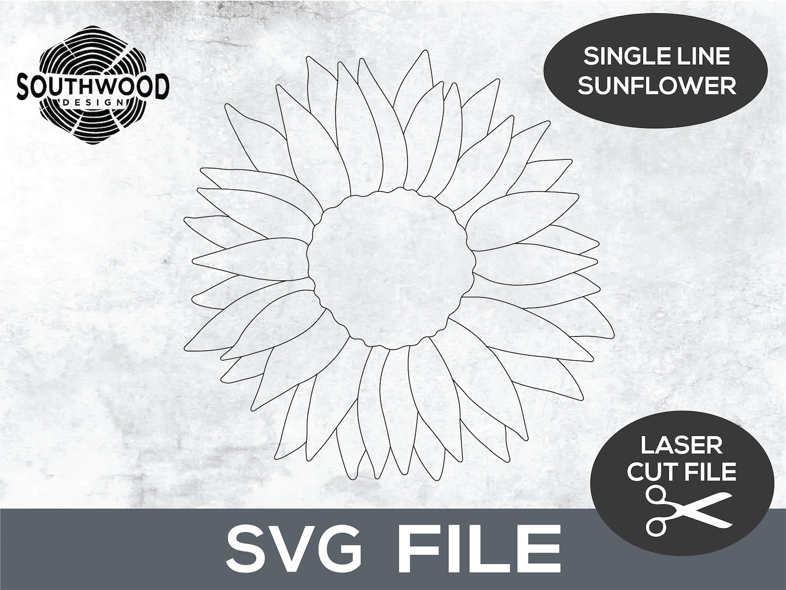 Single Line Sunflower SVG, Glowforge Sunflower Cut File, Scroll Saw ...