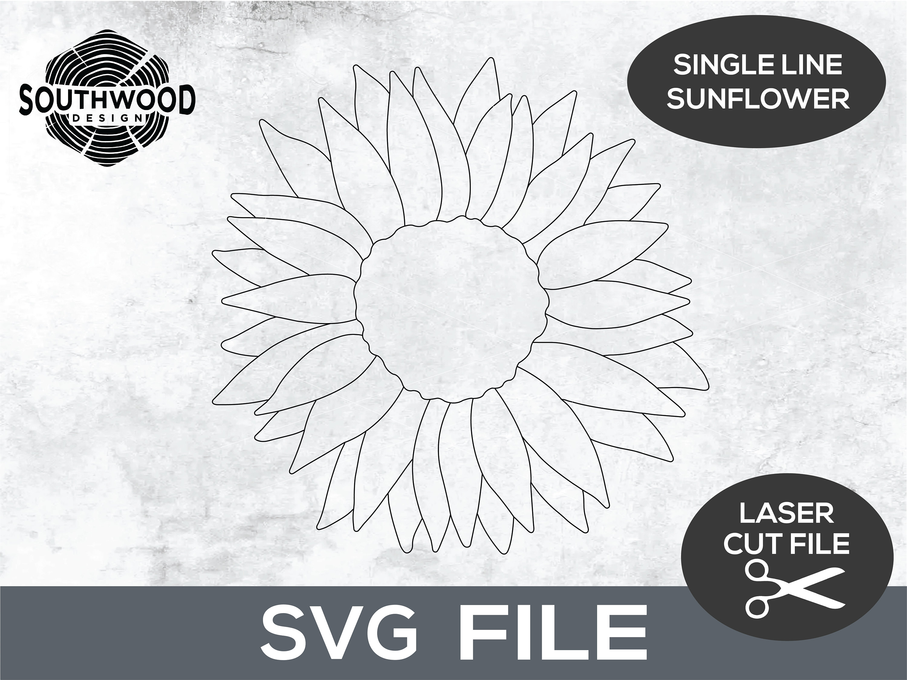 Single Line Sunflower SVG, Glowforge Sunflower Cut File, Scroll Saw ...