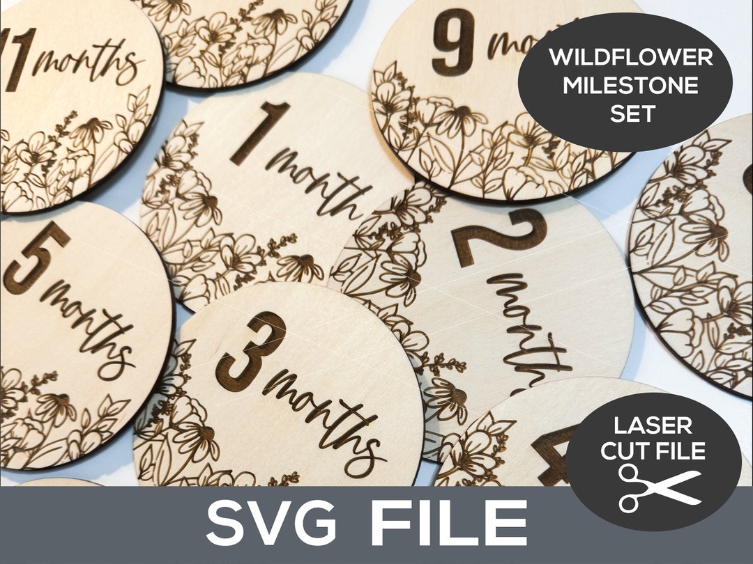 Baby Girl Wildflower Milestone SVG Laser File, Flower Milestones File ...