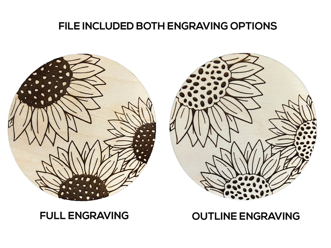 SVG Engraved Sunflower Floral Laser Cut File Flower Digital - Etsy