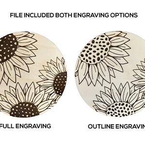 SVG Engraved Sunflower Floral Laser Cut File, Flower Digital Download ...