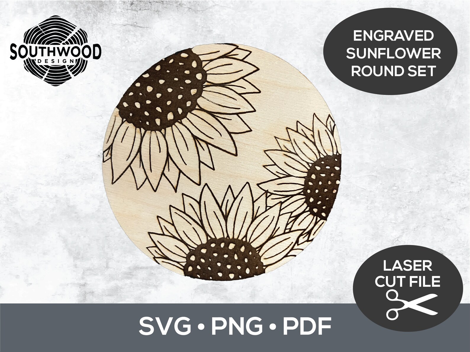 SVG Engraved Sunflower Floral Laser Cut File Flower Digital - Etsy