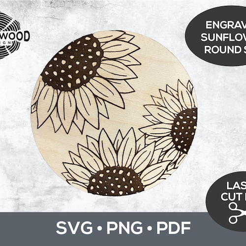 SVG Engraved Sunflower Floral Laser Cut File Flower Digital - Etsy
