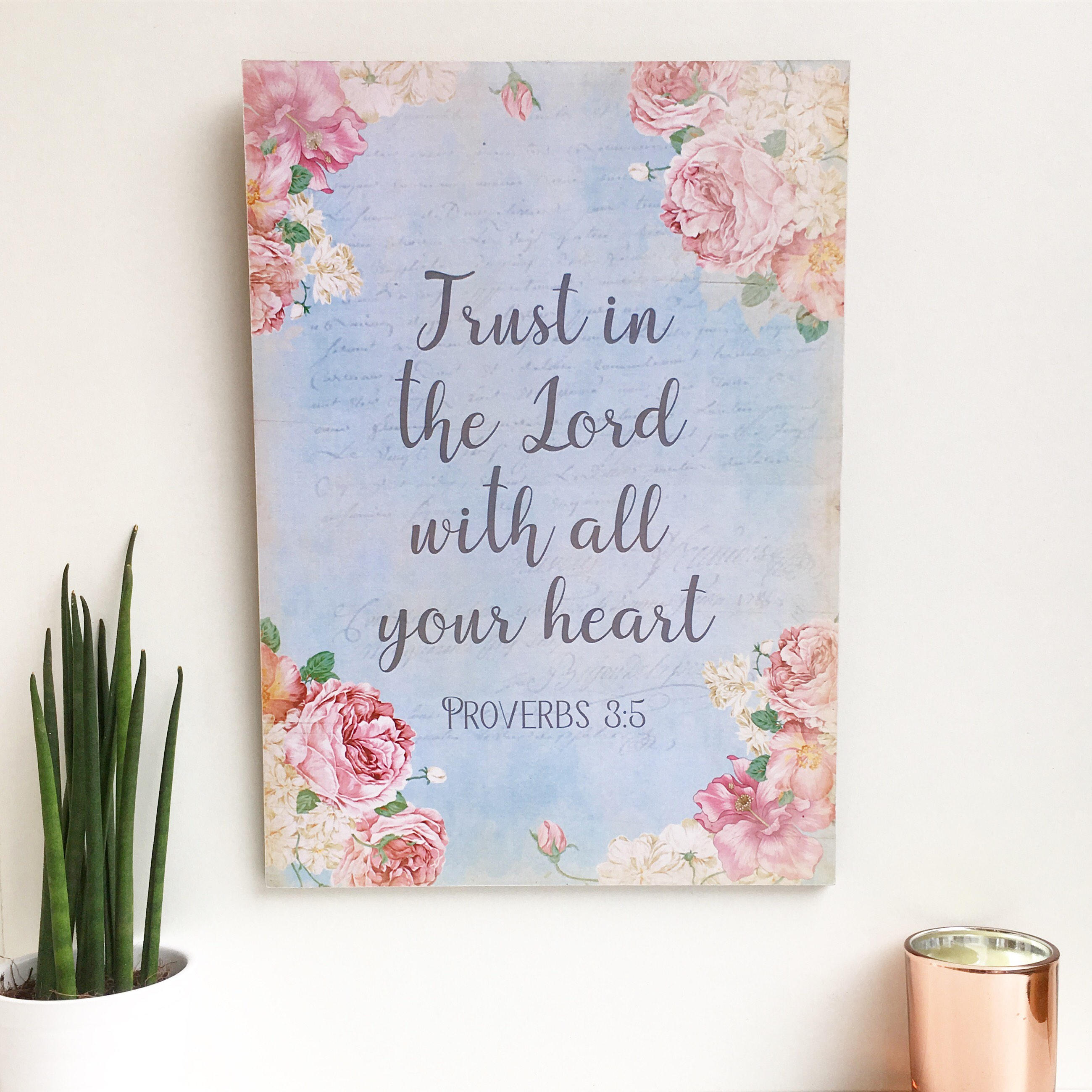 Proverbs 3:5 Plaque, Trust in the Lord With All Your Heart Wooden Sign ...