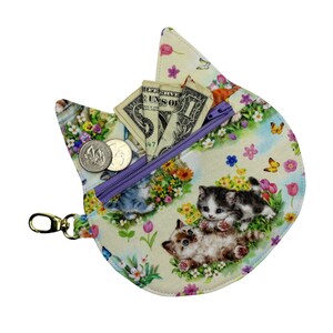 Cat Shaped Zipper Pouch, Cat Lover's Zipper Bag, Kitty Pouch, Coin ...