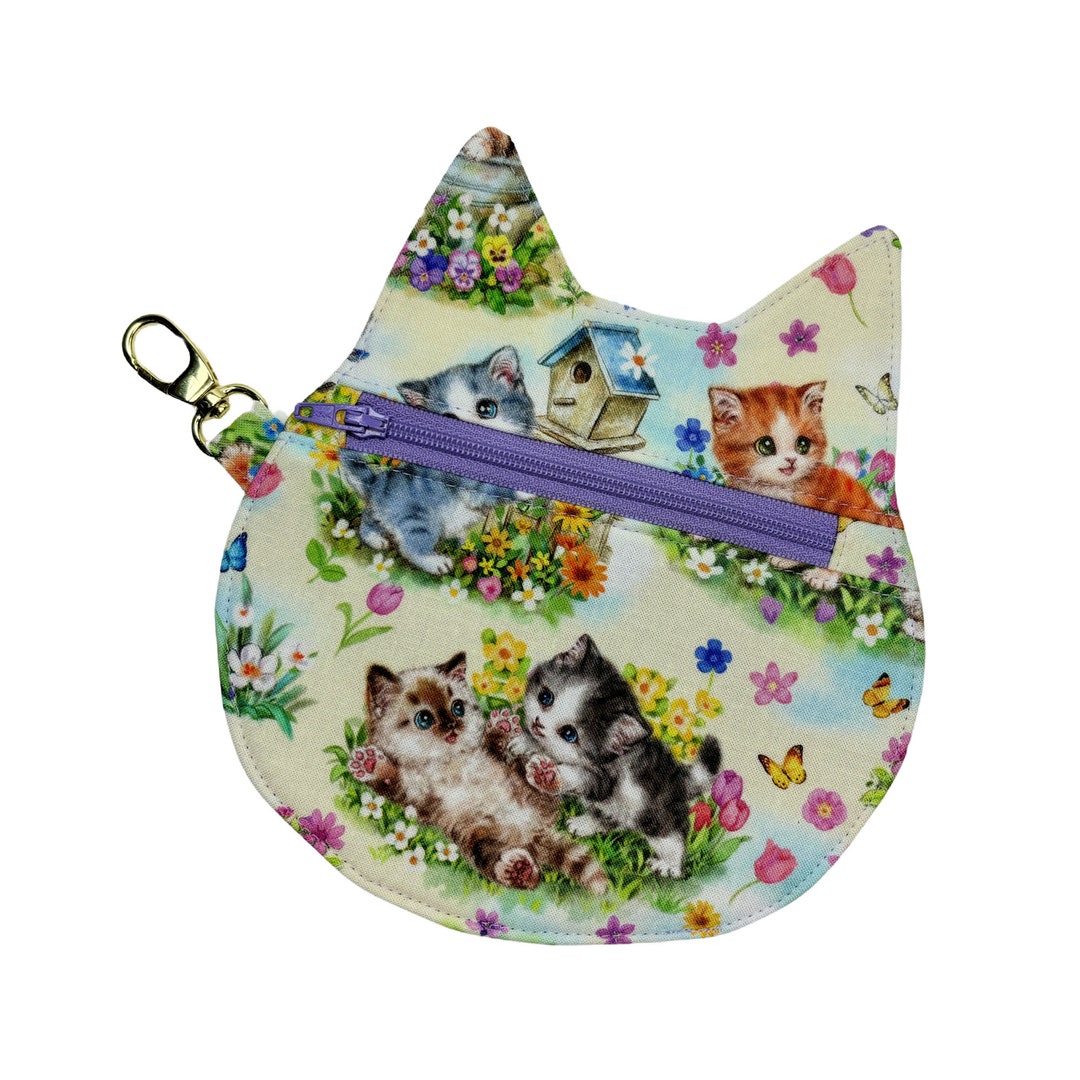 Cat Shaped Zipper Pouch, Cat Lover's Zipper Bag, Kitty Pouch, Coin ...
