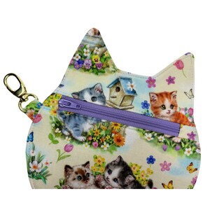 Cat Shaped Zipper Pouch, Cat Lover's Zipper Bag, Kitty Pouch, Coin ...