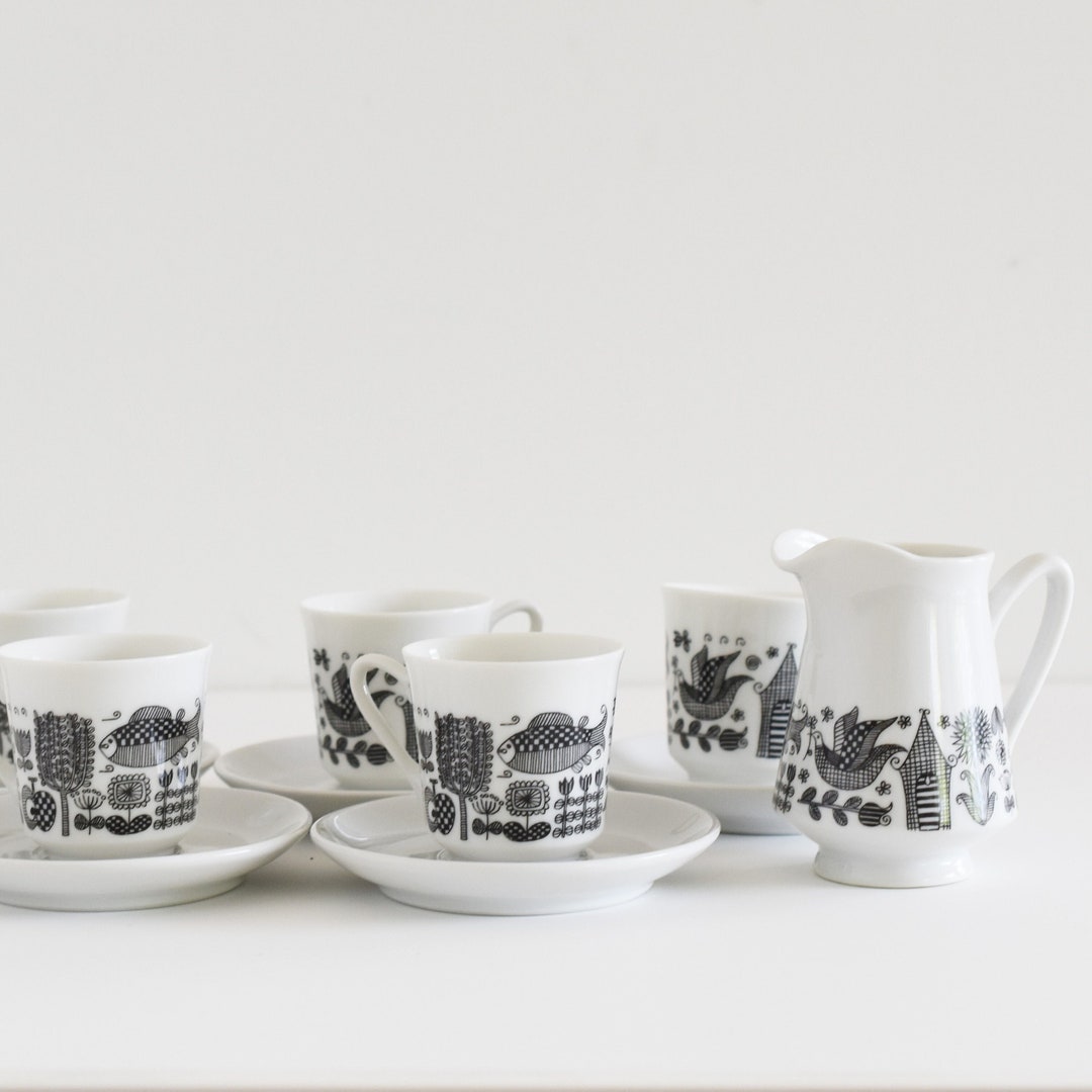 Vintage Scandi Look Espresso Coffee Set Milk Jug With 5 Espresso Cups ...