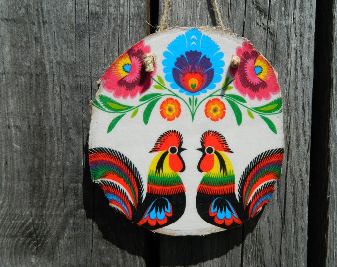 Polish Folk Art, Polish Roots, Poland Wall Art, Rooster Decor on Wood ...