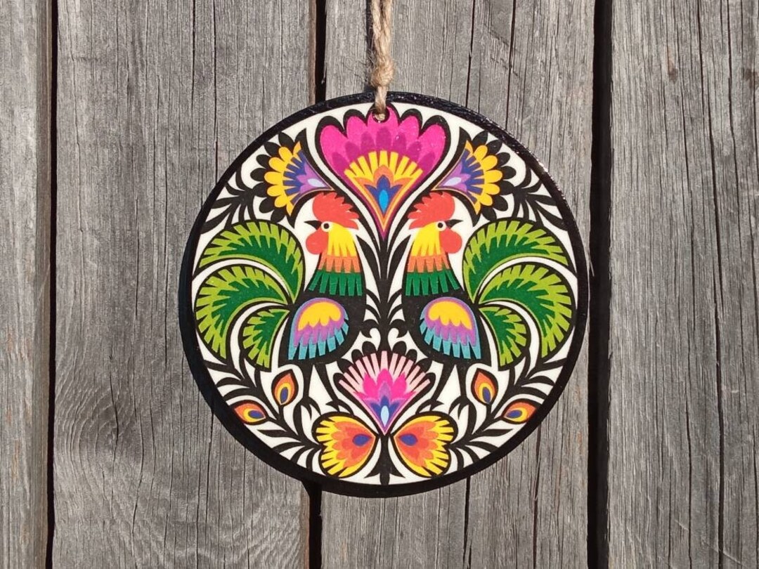 Polish Folk Art Wall Hanging Decor, Folk Rooster Farmhouse Ornament ...