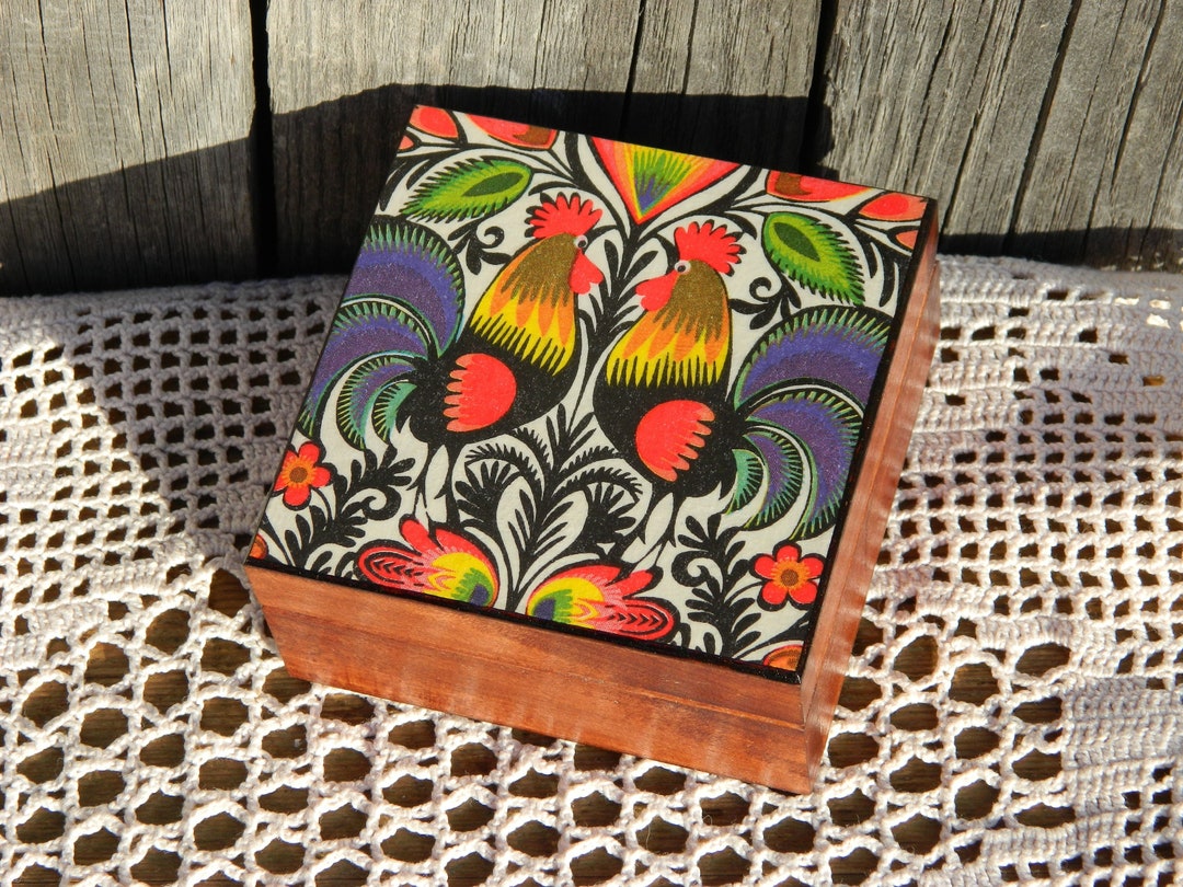 Polish Folk Art Wooden Box, Made in Poland Jewelry Cabinet, Folk Wooden ...