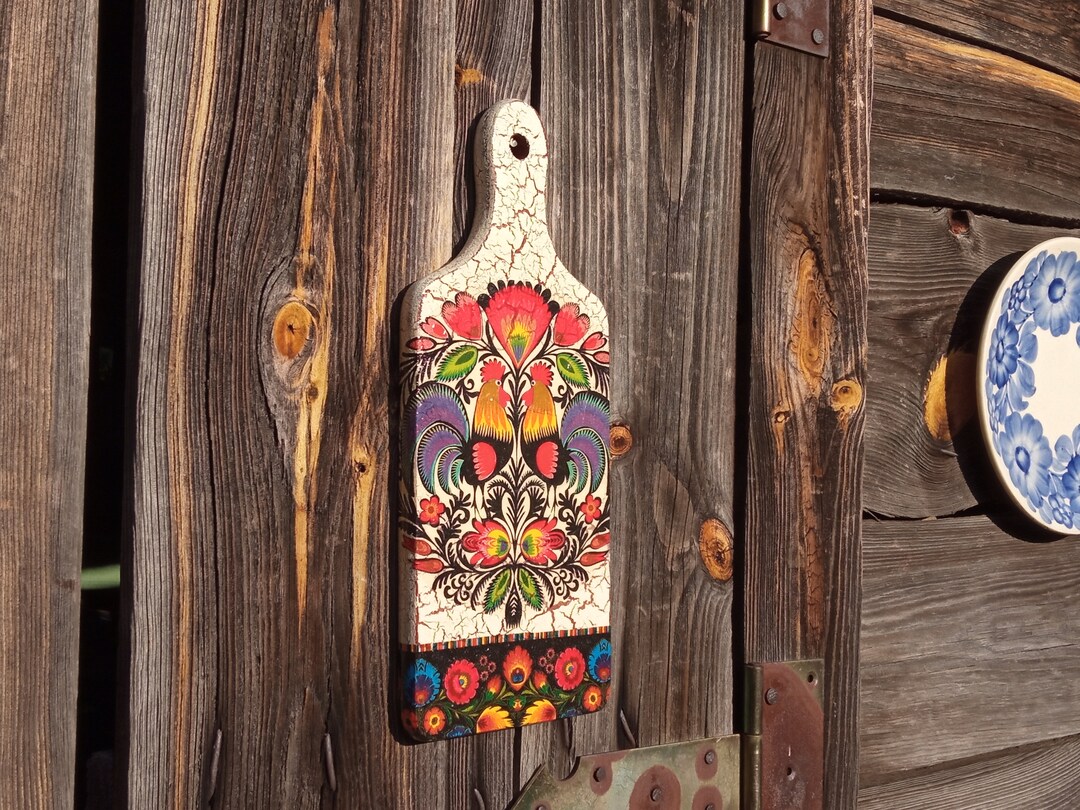 Folk Chopping Board, Polish Folk Art Bread Board, Folk Art Home Decor ...
