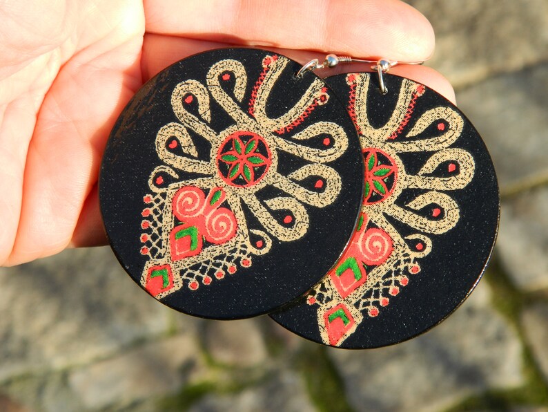 Polish Highlander Pattern on Earrings Polish Folk Art | Etsy