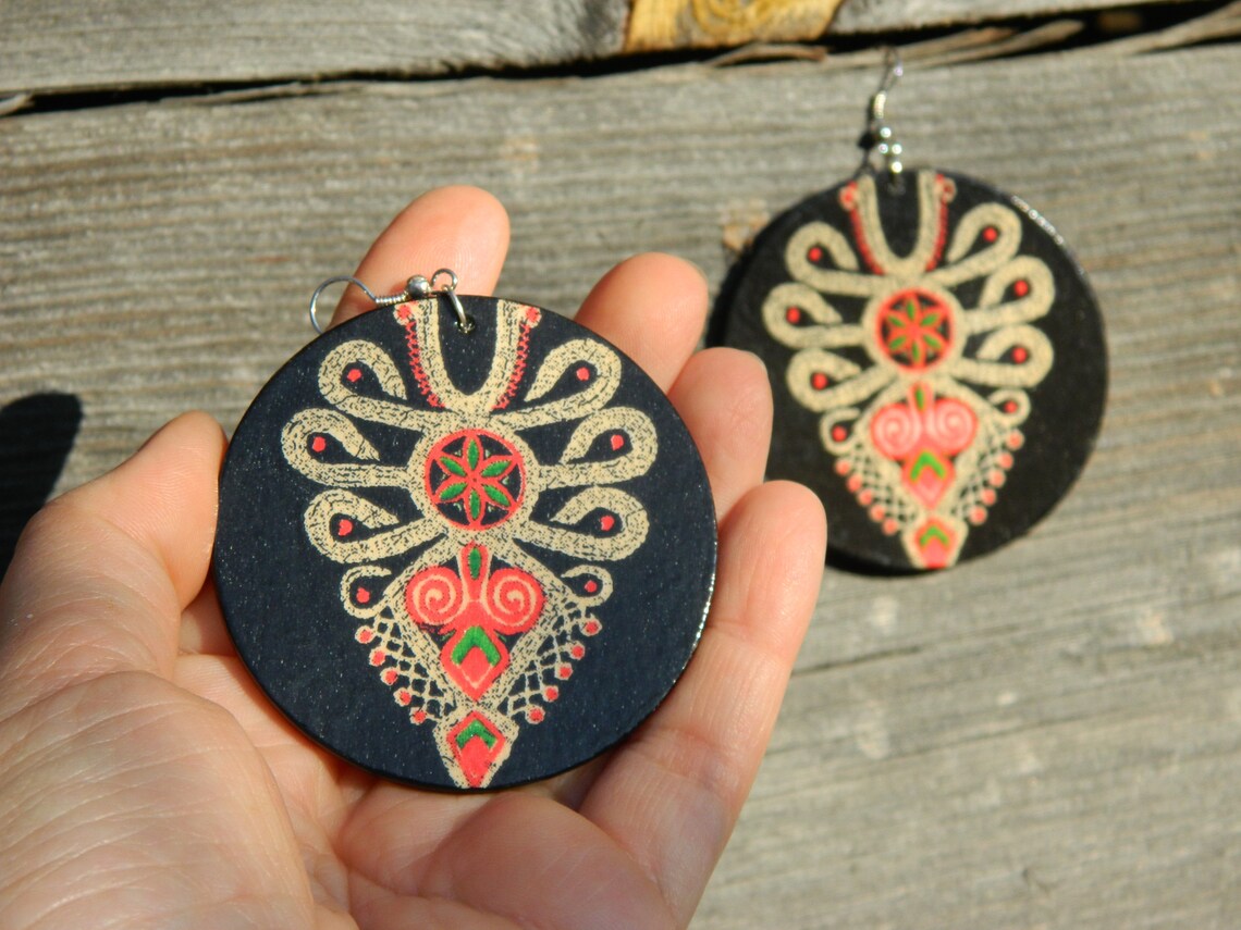 Polish Highlander Pattern on Earrings Polish Folk Art | Etsy