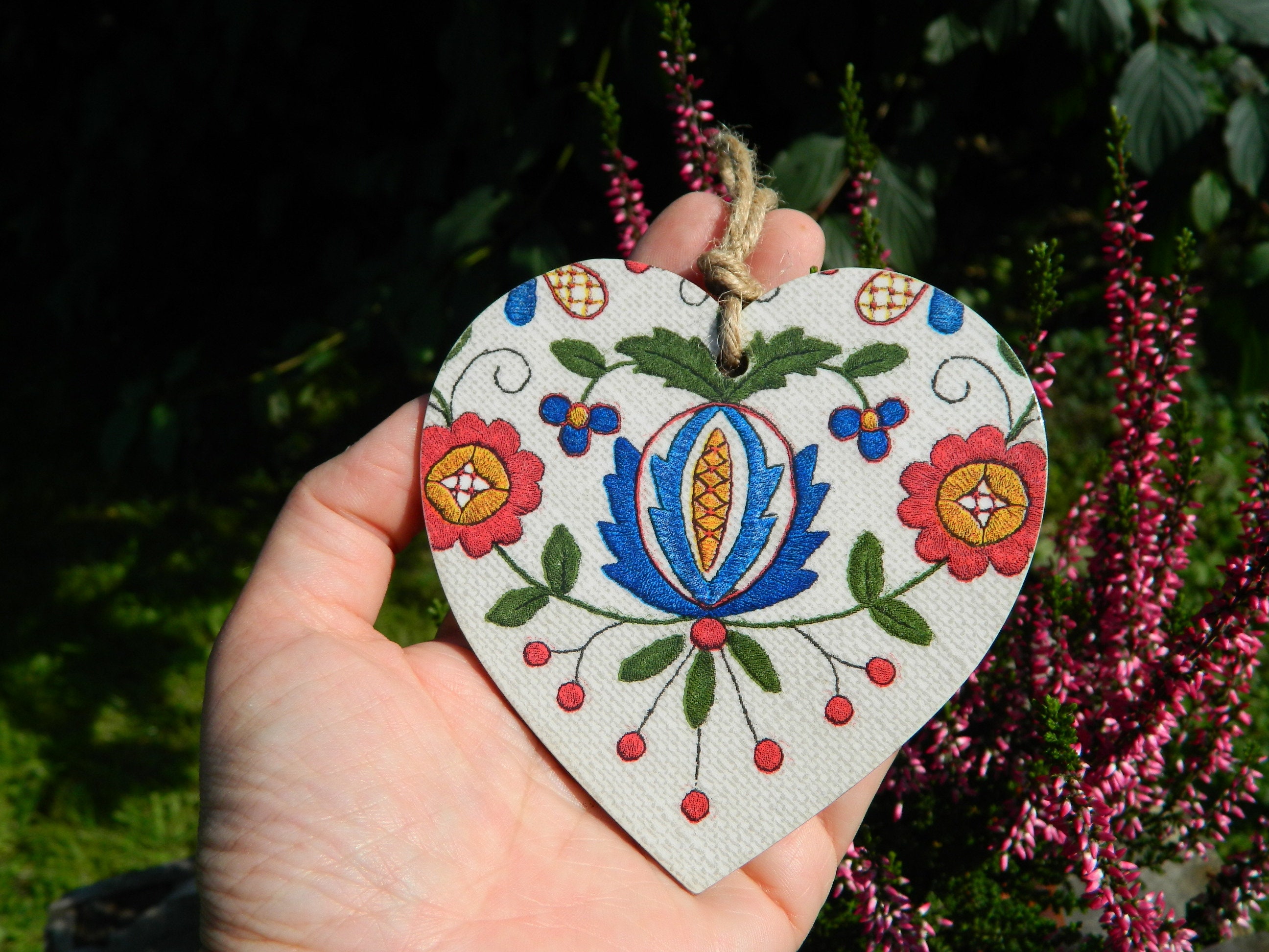 Small Wooden Heart With Kashubian Embroidery Motif Polish - Etsy