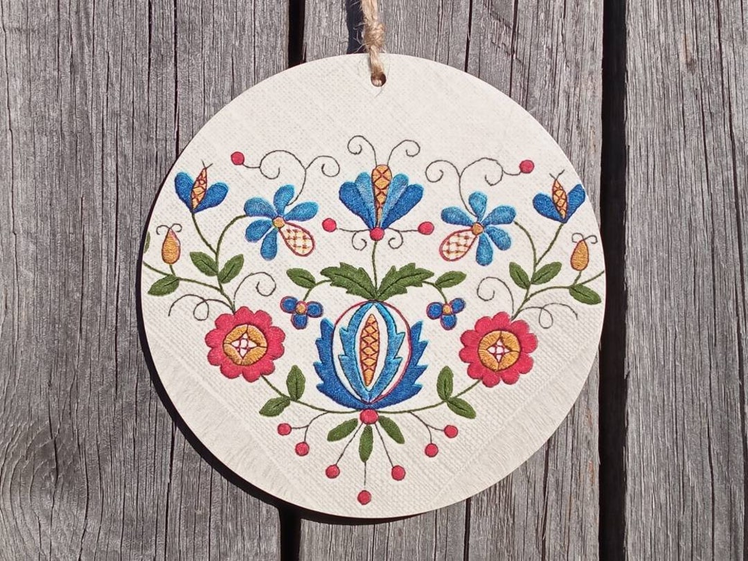 Polish Folk Art Wall Hanging Decor, Folk Flowers Ornament, Kaszuby ...