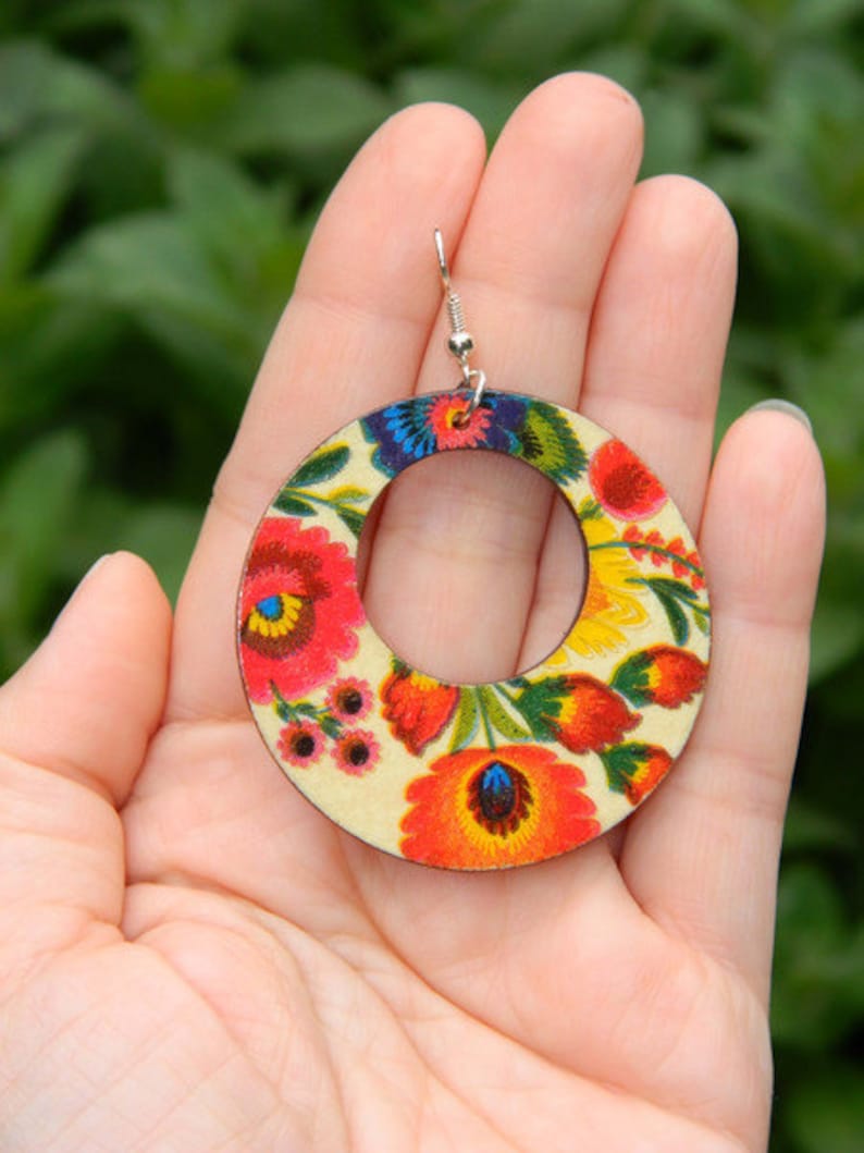 Polish Folk Art Earrings Folk Flowers Jewelry Made in Poland - Etsy