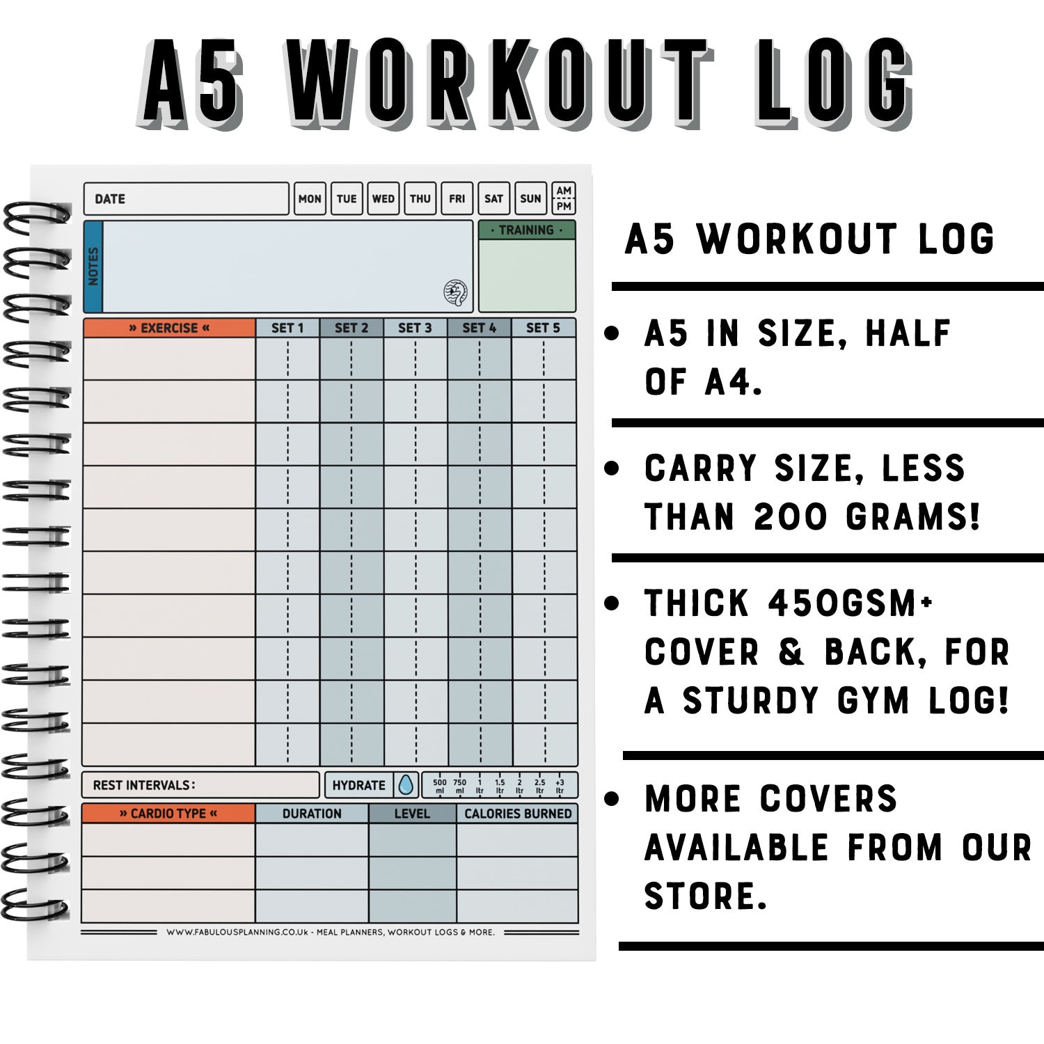 A5 Gym Workout Log/diary Weights/gains Speed Easy | Etsy UK