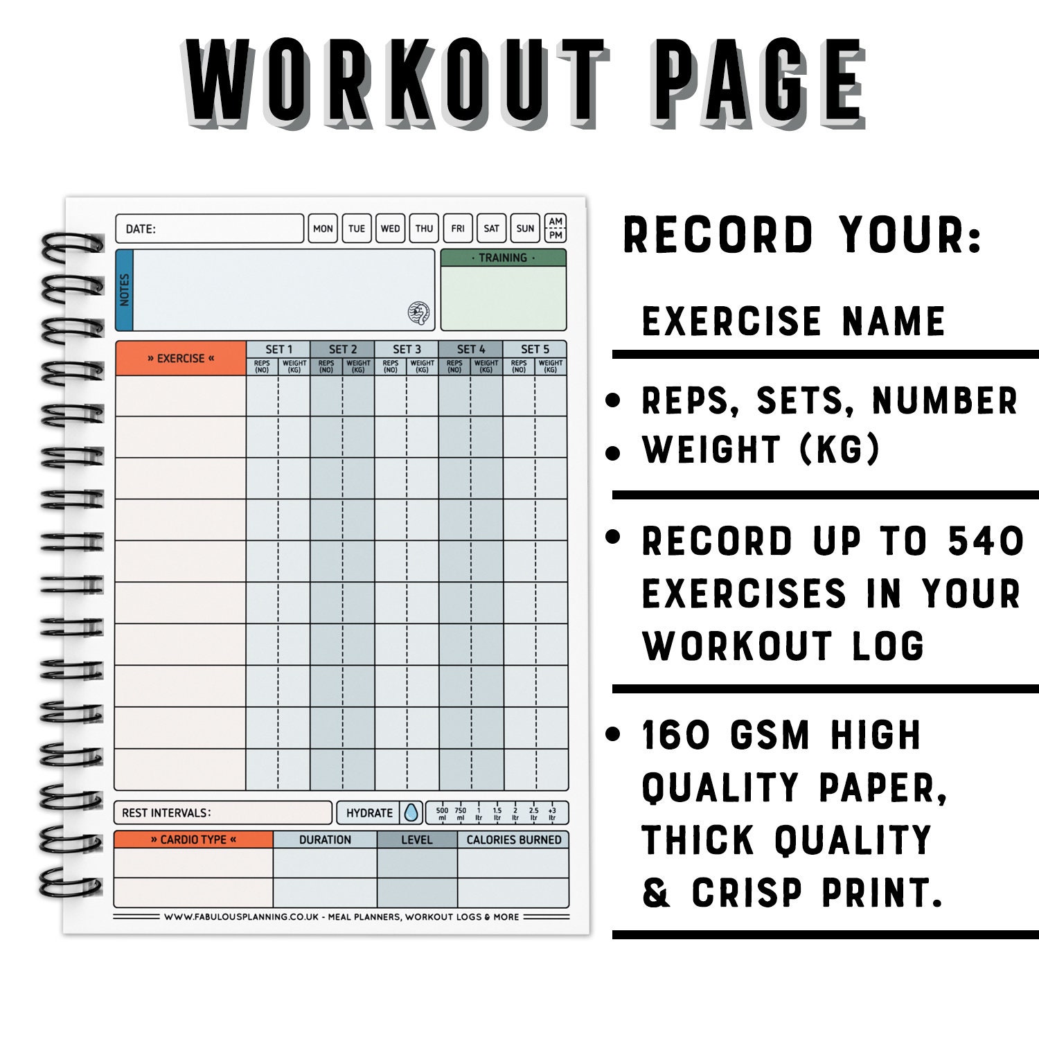 A6 Gym Workout Log Diarybook Weights Gains Speed Easy | Etsy UK