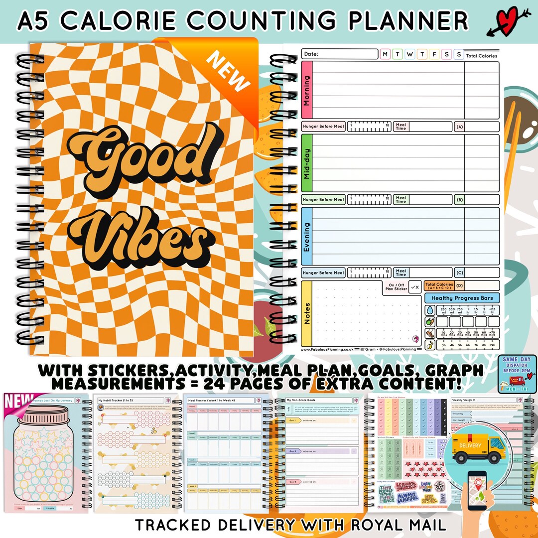A5 Calorie Counting - Food Planner Diary - Diet Diary, Tracker - Food ...