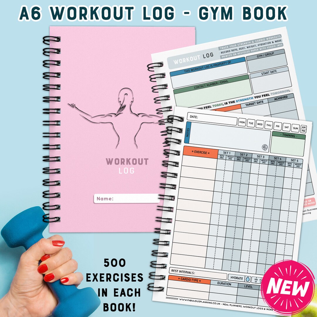 A6 Gym, Workout Log Diary,book, Weights, Gains, Speed, Easy, Tracker ...