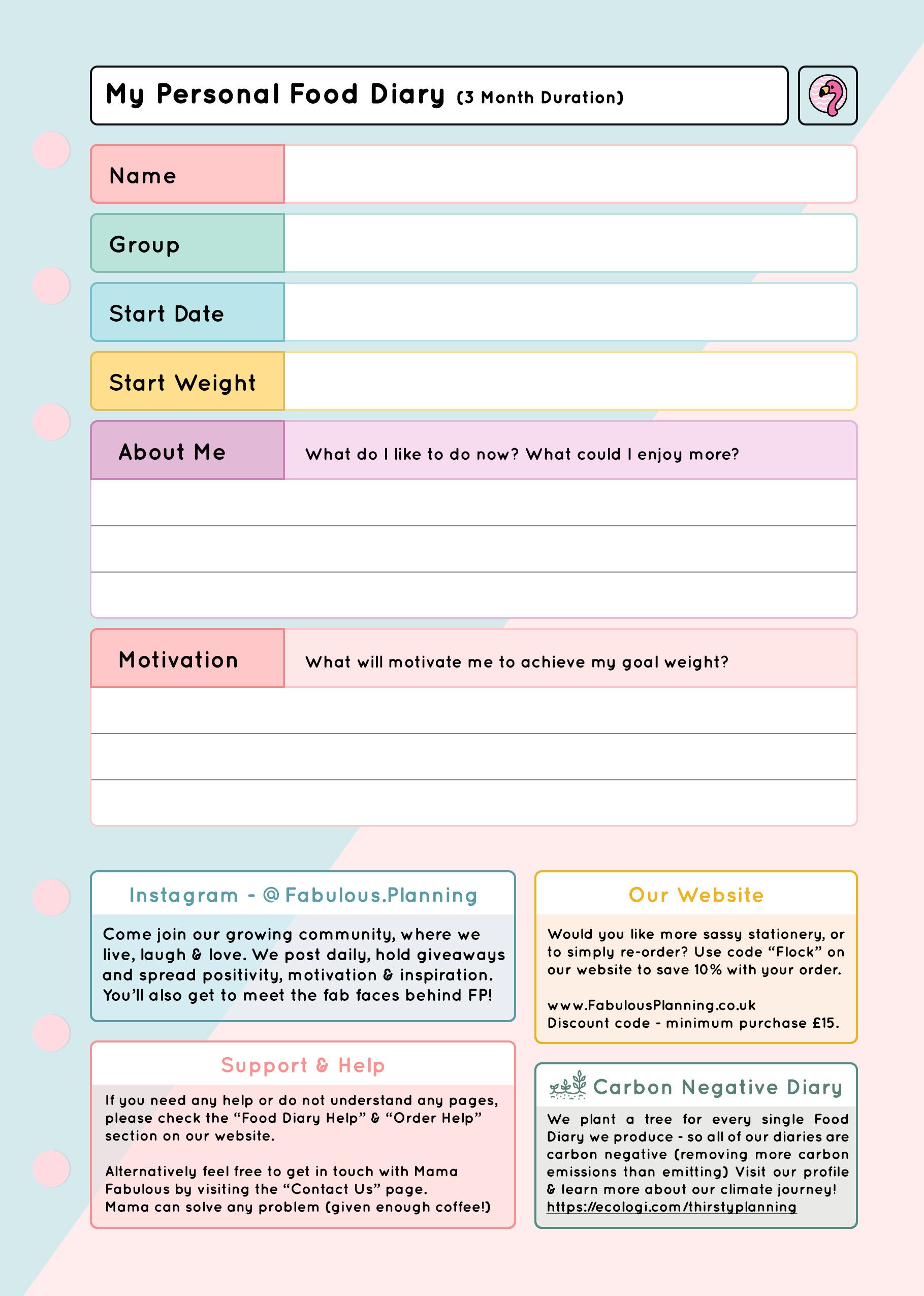 KETO Food Diary Planner PAGES Inserts Filofax Organiser | Etsy UK