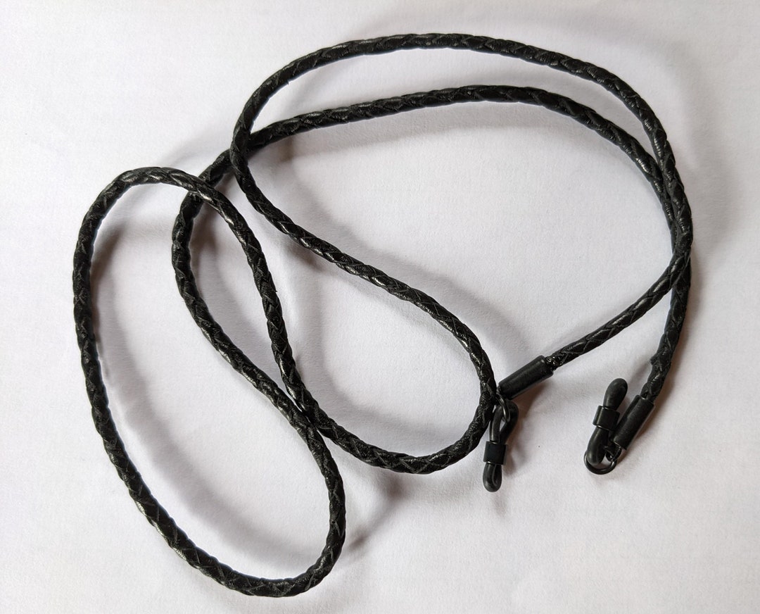 Black Plaited Leather Spectacle Cord - for Sportswear, Good for Skiers ...