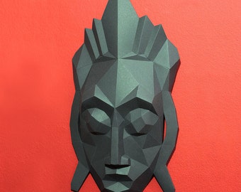 African Tribal Mask, Papercraft, Wall Decor, 3D Mask Template - Etsy