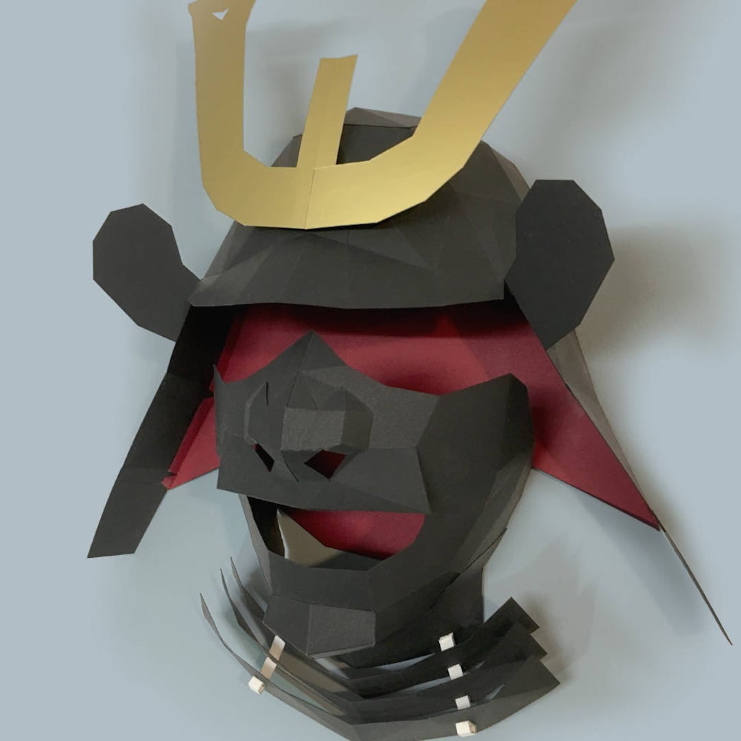 Kabuto and Menpo Mask, Papercraft, Wall Decor, 3D Mask Template ...