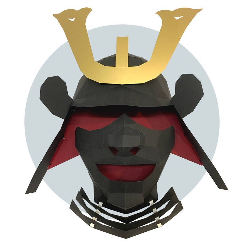 Kabuto and Menpo Mask Papercraft Wall Decor 3D Mask | Etsy