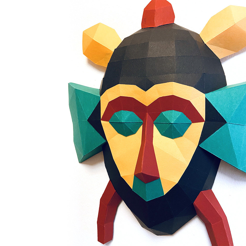 Tribal Mask, Papercraft, Wall Decor, 3D Mask Template - Etsy