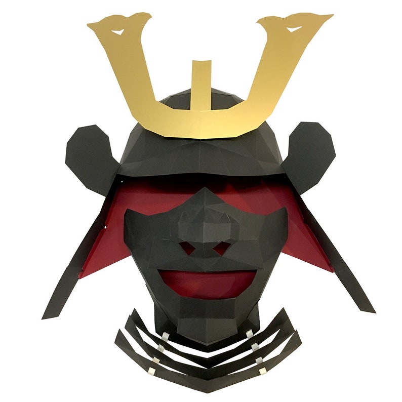 Kabuto and Menpo Mask, Papercraft, Wall Decor, 3D Mask Template ...