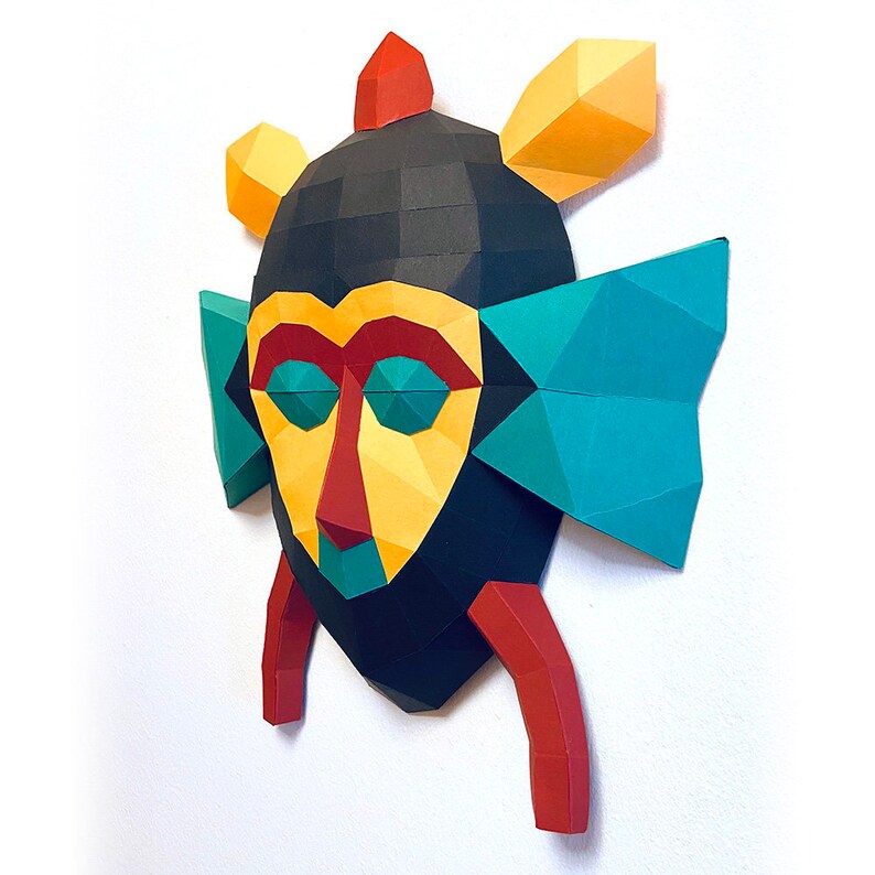 Tribal Mask, Papercraft, Wall Decor, 3D Mask Template - Etsy