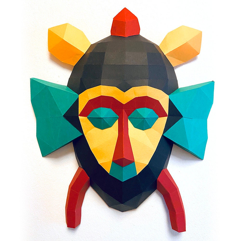 Tribal Mask, Papercraft, Wall Decor, 3D Mask Template - Etsy