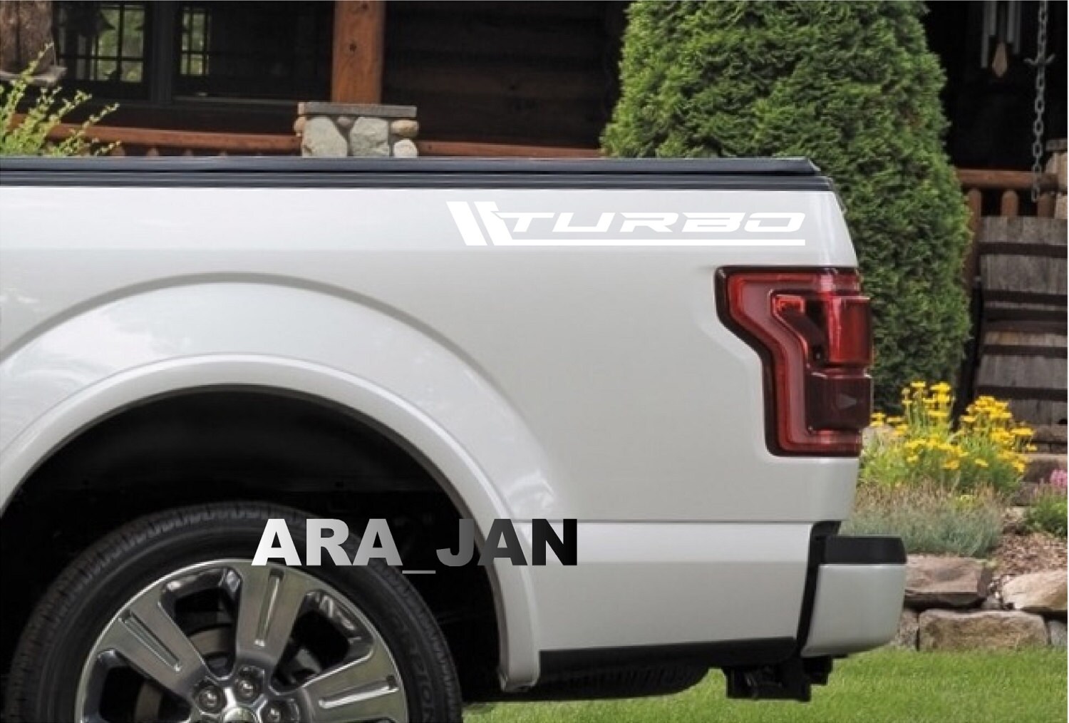 2PCS TURBO Vinyl Decal Sport Truck Pickup bed 4X4 4WD TURBO DIESEL ...