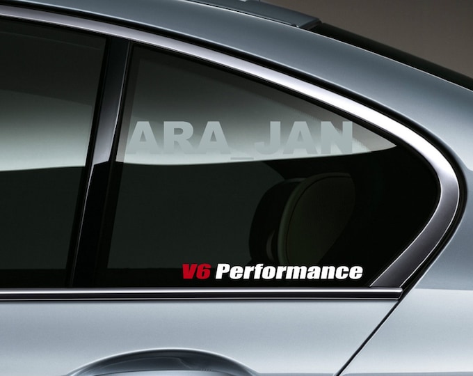2 Pcs V6 Performance Vinyl Decal Sport Sticker Racing Sport Car Window ...