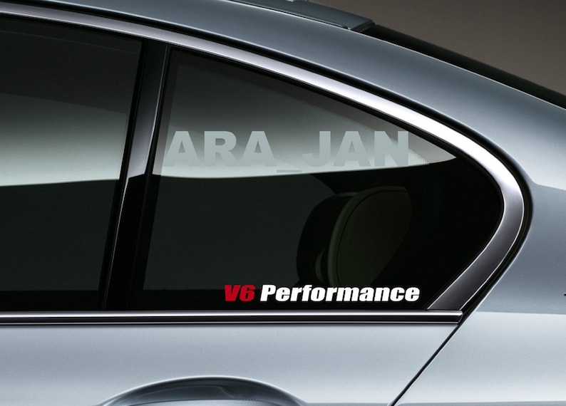 2 Pcs V6 Performance Vinyl Decal Sport Sticker Racing Sport Car Window ...