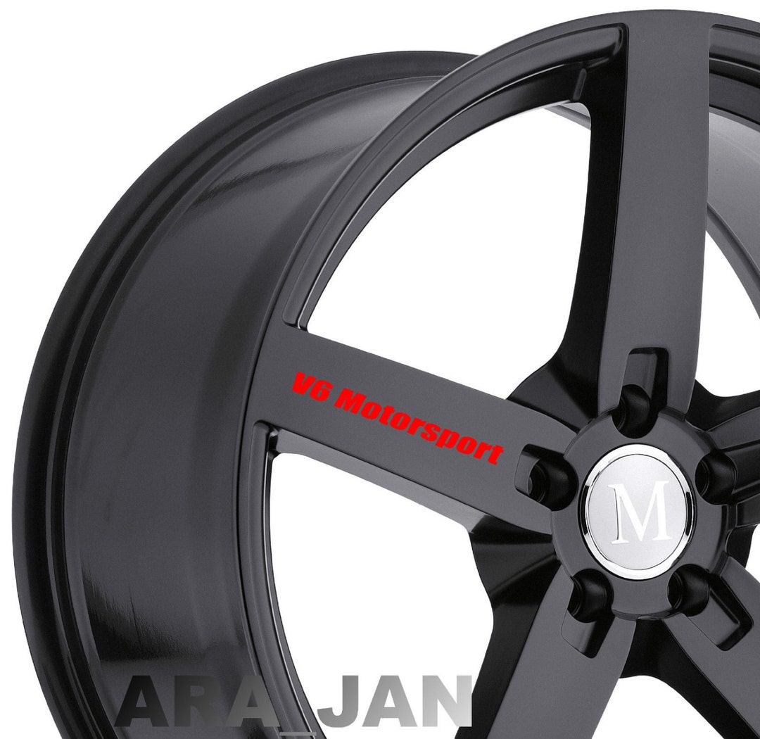4PCS - V6 Motorsport Vinyl Decal Racing Sticker Sport Car Wheels Rims ...