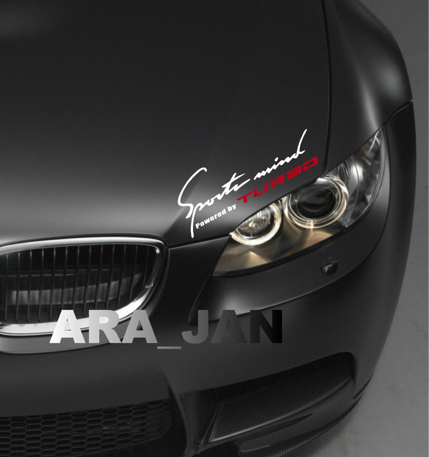 Sports Mind Powered by TURBO Vinyl Decal Sticker Sport Racing Car Hood ...