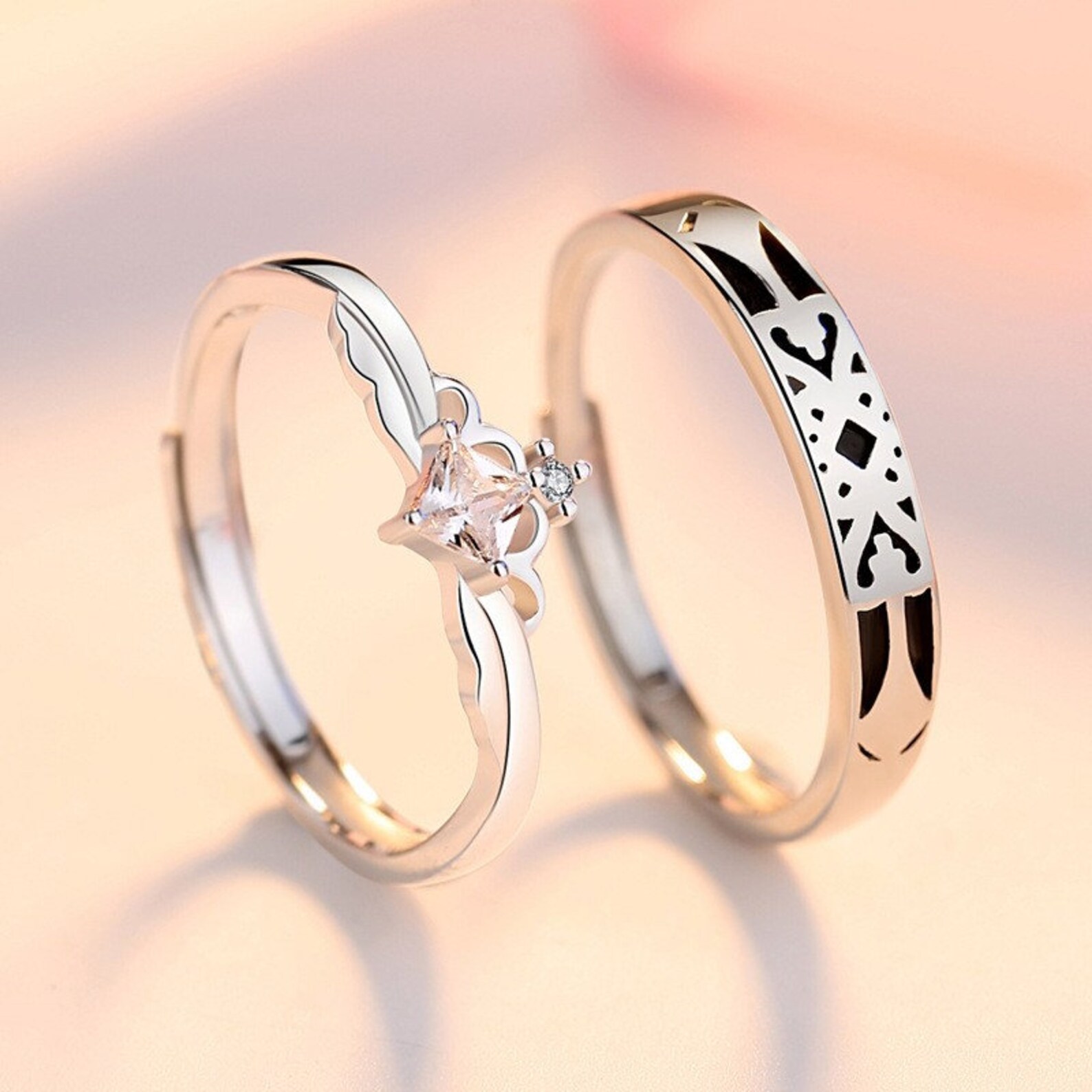 Adorable Design in 925 Sterling Silver Couples Matching - Etsy