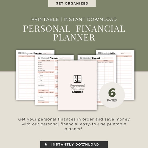 Personal Finance Planner Printable Financial Binder Party - Etsy