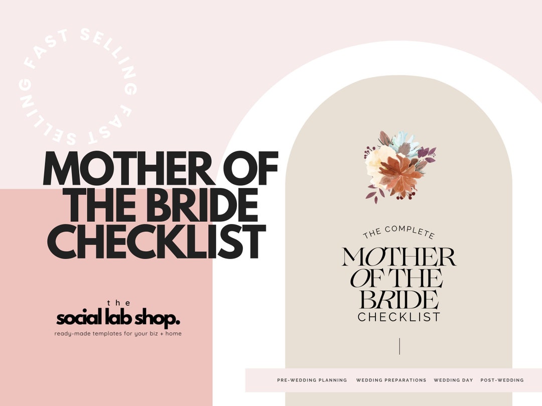 Mother of the Bride Wedding Checklist, Bridal Planner Template Canva ...