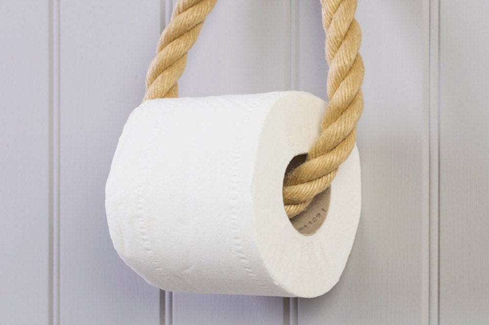 Full Bathroom Set Including Chunky Beige Rope Toilet Roll | Etsy