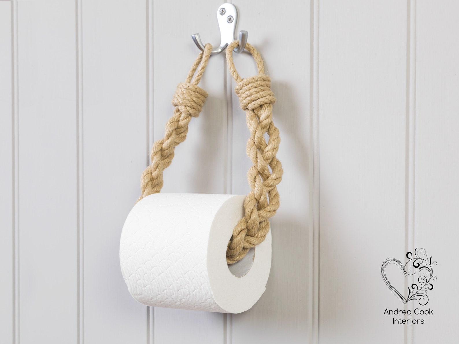 Chunky Braided Beige Rope Toilet Roll Holder - Toilet Paper Holder ...