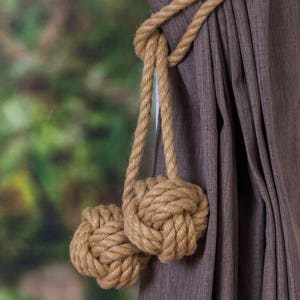 Medium Beige Double Monkey Fist Knot Curtain Tieback Curtain - Etsy UK
